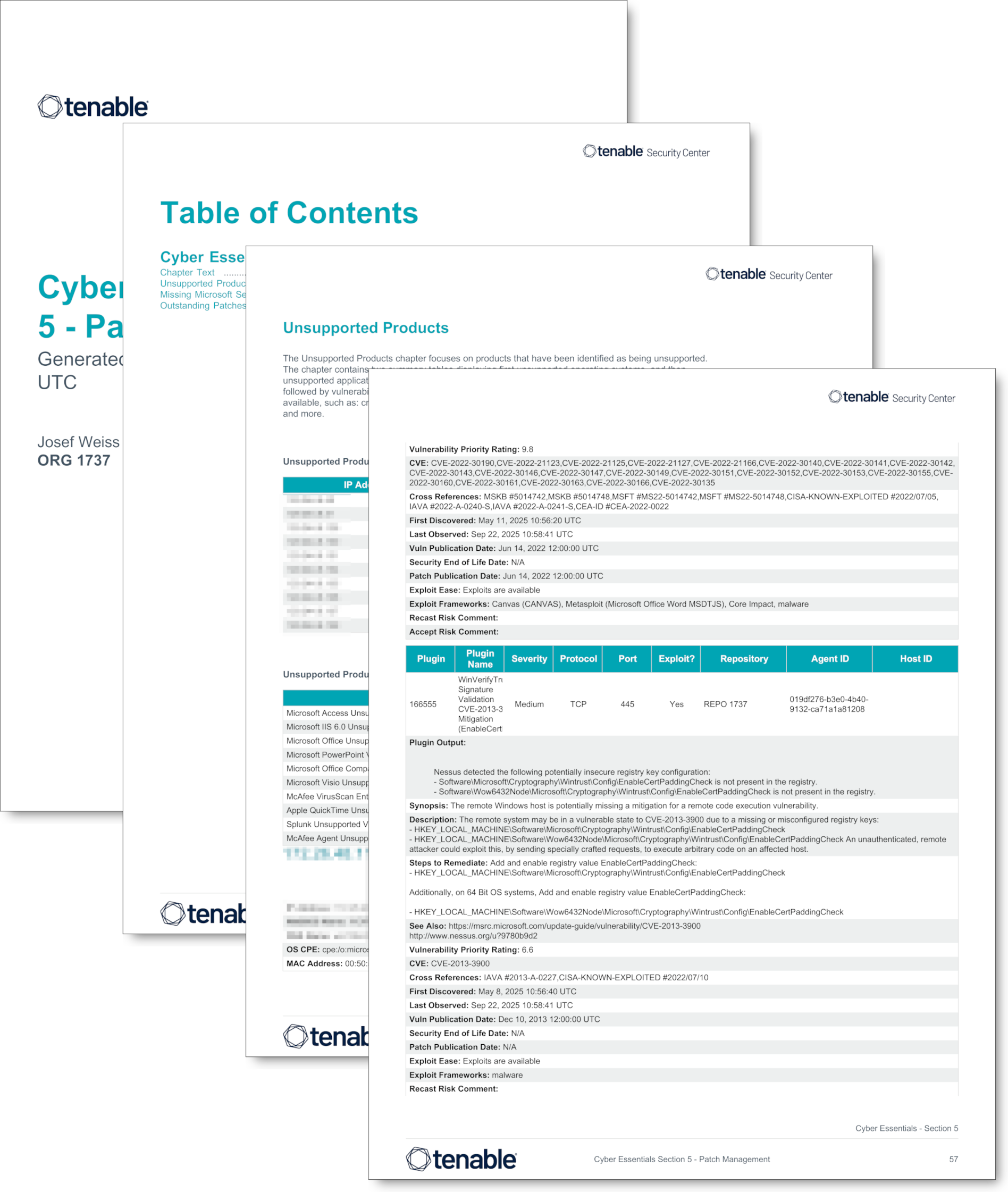 Cyber Essentials Section 5 - Patch Management - SC Report Template | Tenable®
